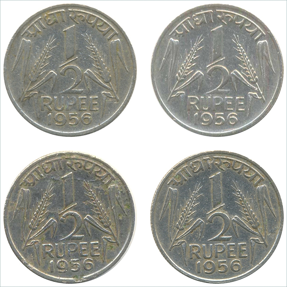 1956-half-rupee-corn-sheaf-nickel-coin-calcutta-mint | Exclusive Sale ...